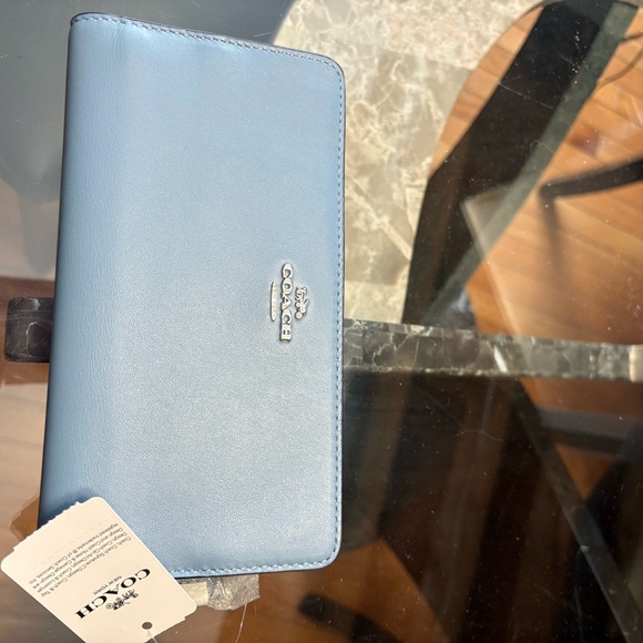 Coach | Bags | Coach Light Blue Leather Wallet | Poshmark